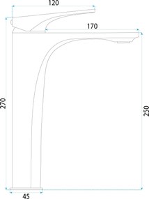 Rea Joe Premium, vysoká umyvadlová baterie h-285, grafitová, REA-B8949