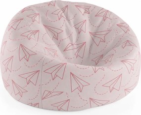 Sablio Sedací vak Cocoon Růžové papírové vlaštovky: 115 x 75 x 45 cm - limitovaná edice