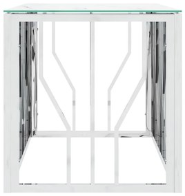 Konferenční stolek stříbrný 110x45x45 cm nerezová ocel a sklo - Default Title