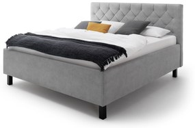 Čalouněná postel ARNAUD 160x200 s úložným prostorem, světle šedá Barva: černá