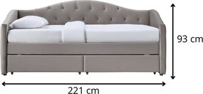 Čalouněná postel Aloha se zásuvkami 90x200 cm béžová