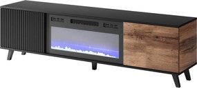TV stolek Random 180 cm s krbem dub wotan/černý