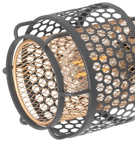 Designové stropní svítidlo černé se zlatým 4-světlem - Noud