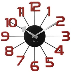 LAVVU Černo-červené moderní hodiny LAVVU DESIGN Numerals LCT1043