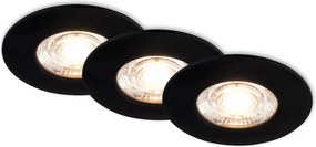 BRILONER Vestavné LED svítidlo černé 3,6W 350lm 3000K IP44 pr. 65x25 mm, 3 ks