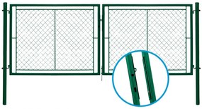 PILECKÝ s.r.o. Dvoukřídlá brána IDEAL ZELENÁ ZN/PVC - 4037x1550 mm