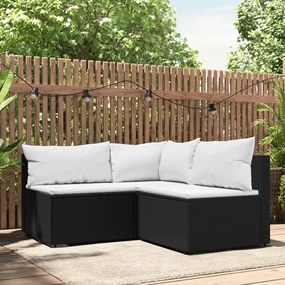 vidaXL 3dílná zahradní sedací souprava s poduškami polyratan [319796] Barva: Černobílý