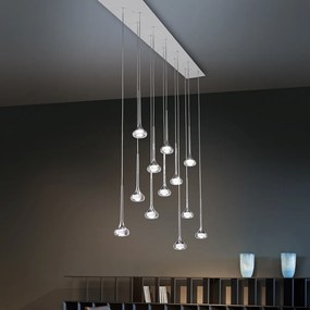 Axolight Fairy, designové lineární závěsné svítidlo, 12x6,4W LED, chrom, křišťálové sklo, délka 120cm