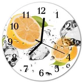 Nástenné skleněné hodiny citrón