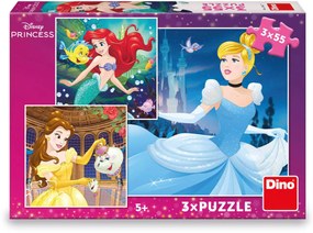 DINO Puzzle Disney Veselé princezny 3x55 dílků 18x18cm skládačka dn335417