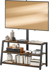 HOMCOM TV nábytek s držákem pro televizory od 81,3–177,8 cm, otevřené police, nastavitelný úhel 35°, 108x41x135 cm, hnědý