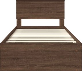 Rám postele s čelo Hnědý dub 100 x 200 cm Masivní borové dřevo 3410642