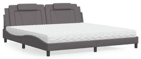 Postel Viana s matrací šedá 200 x 200 cm umělá kůže 3208820