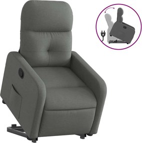Zvedací polohovací křeslo tmavě šedé textil 3206796