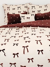 MK Lůžkoviny Prodloužené mikroplyšové povlečení Exclusive - Mašle béžové 140 × 220 cm, 70 x 90 cm