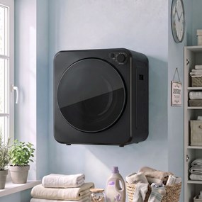 HOMCOM Mini sušička prádla 4 kg s 5 programy až do 60℃ 800W/400W odvětrávací sušička s nerezovým bubnem černá