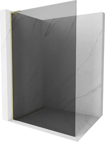 Mexen Kioto L, sprchová zástěna Walk-In 70 x 200 cm, 8mm šedé sklo, zlatý matný profil, 800-070-103-55-40