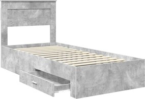 Rám postele s čelo Betonově šedá 90 x 190 cm Kompozitní dřevo 3410030
