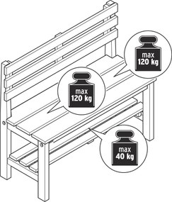 Tchibo - Malá zahradní lavice »Lenja« s policí - barva: hnědá