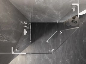 Mexen Lunar, L pětiúhelníkový sprchový kout naklápěcí doleva 90 x 80 cm, 8mm čiré sklo, bílý profil, 831L-090L-080P-20-00-L