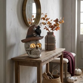 Halloween dekorace lebka s LED osvětlením - 30*33*44 cm