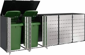 Úložný box na 3 popelnice Nerezová ocel Antracit 3394781