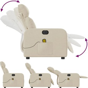 Elektrické masážní polohovací křeslo krémové textil 3206698