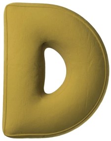 Yellow Tipi Olivově zelený sametový polštář písmeno D 40 cm