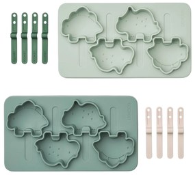 LIEWOOD Silikonová forma na zmrzlinu Manfred Dino Peppermint - set 2 ks, zelená barva, plast