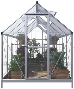 Skleník se základnou BestBerg SH-6 / 6,6 m² / 360 x 182 x 208 cm / stříbrná