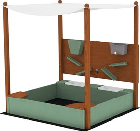 AIYAPLAY Pískoviště s Krytem 116 x 112,5 cm z Impregnovaného Masivního Dřeva s Lavicemi, Pokrytí, Pískové Hračky, Pískoviště na Terasu, Balkon, Zahra…