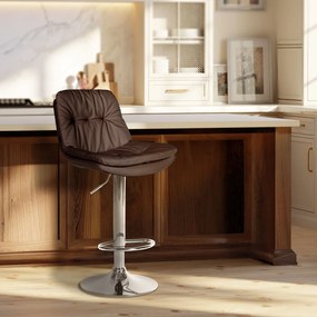 Barová židle Laurel umělá kůže chromovaná konstrukce – hnědá