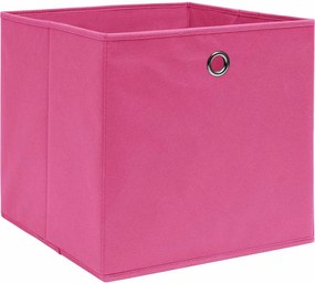 Úložné boxy 10 ks růžové 32 x 32 x 32 cm textil 288347
