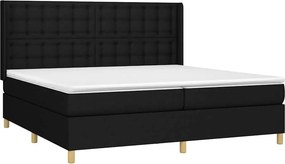 Box spring postel s matrací a LED černá 200x200 cm textil 3139223