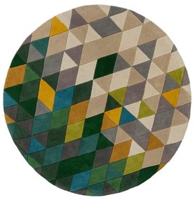 Flair Rugs koberce Ručně všívaný kusový koberec Illusion Prism Green/Multi kruh ROZMĚR: 160x160 (průměr) kruh