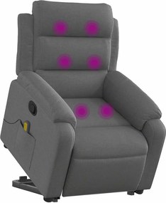 Zvedací masážní polohovací křeslo tmavě šedé textil 3204993