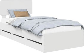 Rám postele se zásuvkou Bílá 100 x 200 cm Dřevěný materiál 3412213