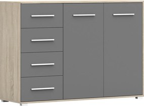 IDZ Komoda FRIDA 2D4S 01, 135 cm Grafit / Dub Sonoma