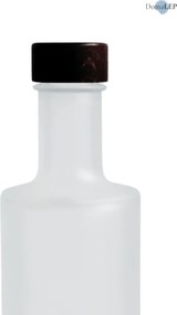 Skleněná láhev na olej 200 ml bílá mléčná s uzávěrem tmavé dřevo VILO