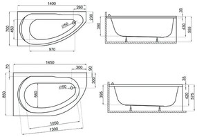 Polimat Miki 145x85 akrylátová vana Délka vany: 145cm, Orientace: Pravá