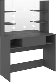 Kosmetický stolek s LED světly 100 x 40 x 135 cm MDF šedý 331542
