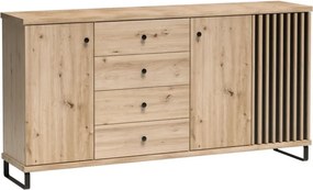 Komoda, dub artisan/černá, KOLI C-20