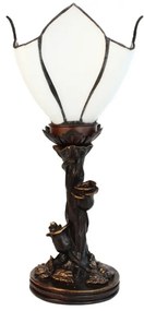Bílá stolní Tiffany lampa ve tvaru květu Jurren – 18x32 cm
