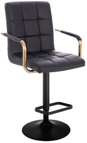 LuxuryForm DESIGN Barová židle VERONA GOLD na černé kulaté podstavě - černá