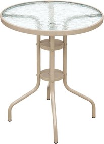 JU Skleněný zahradní stolek, 70 cm, béžový