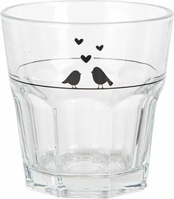 Sklenička s ptáčky a srdíčky Love Birds - Ø 8*8 cm / 200 ml
