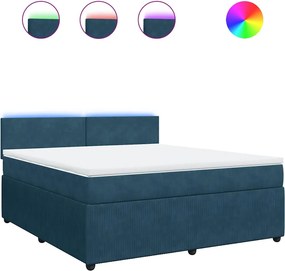 Box spring postel s matrací modrá 180 x 200 cm samet 3290104