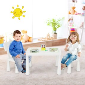 Costway 3 PCS. Kindersitzgruppe Kindertisch mit 2 Stühlen Kindermöbel aus – bílý