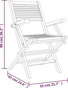 vidaXL Skládací zahradní židle 8 ks 55x62x90 cm masivní teakové dřevo [3155069]