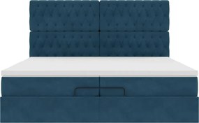 Osmanský rám postele s matrací tmavě modrý 200x200cm samet 3313569